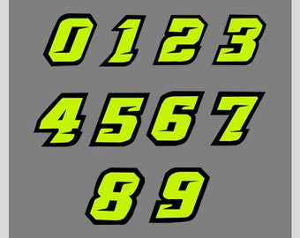 Race Car Racing Team Numbers Set Automobile Motorcycle Kart Dirt Track ...