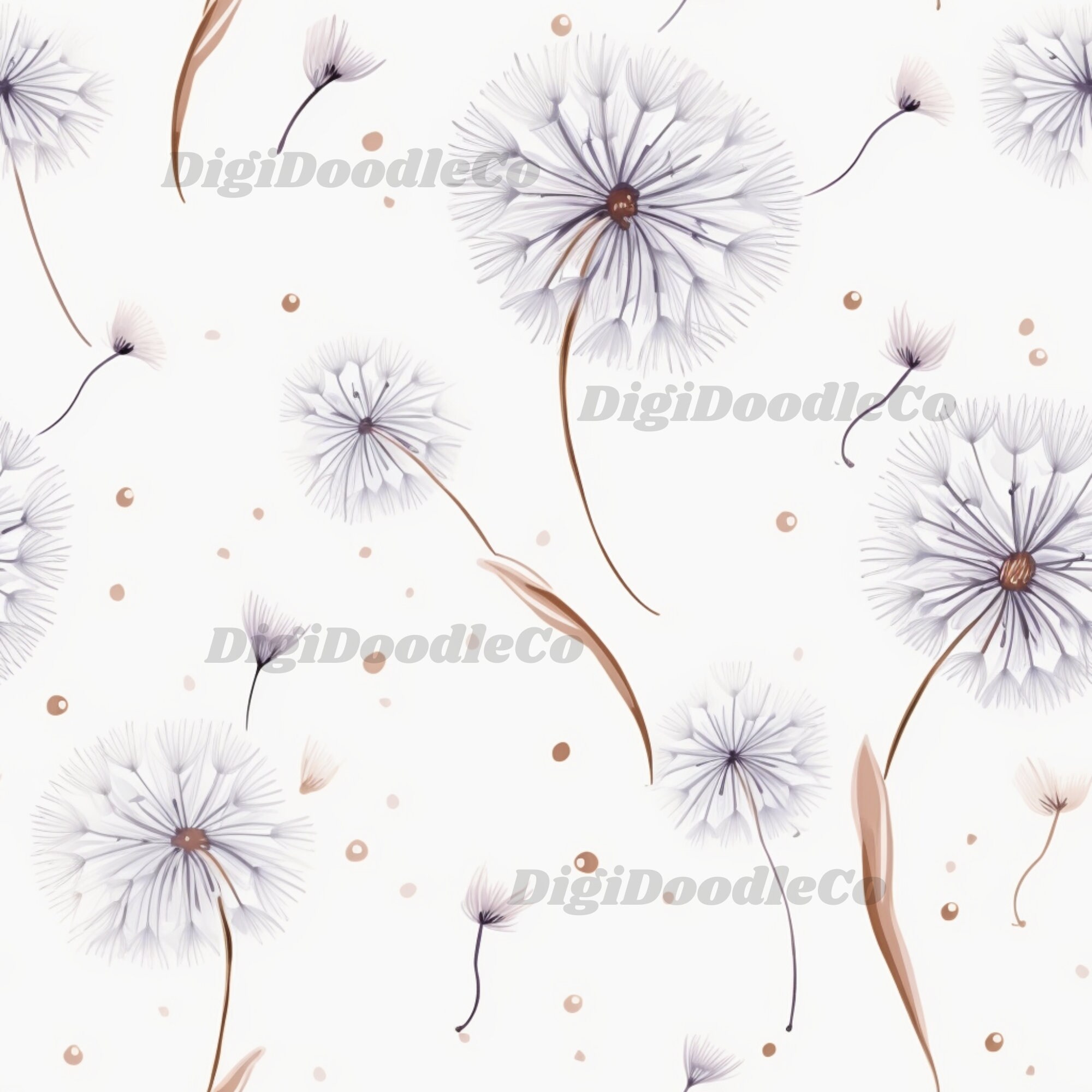 Printable Purple Dandelion Digital Paper Pack Seamless Patterns set of ...