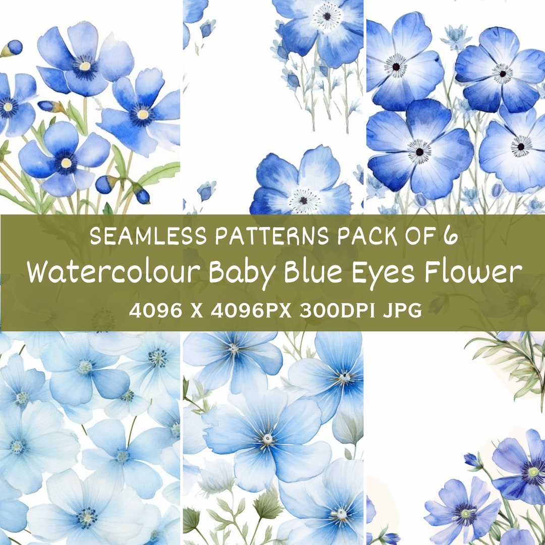 Printable Baby Blue Eyes Flower Nemophila Digital Paper Pack Seamless ...
