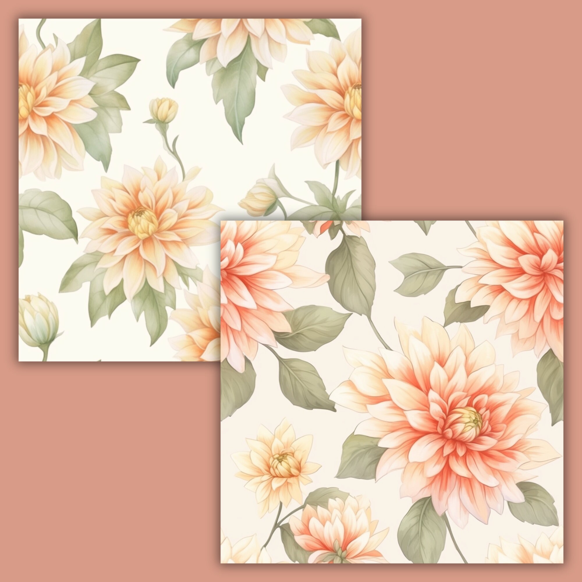 Printable Dahlia Digital Paper Pack Seamless Patterns set of 6 - Etsy