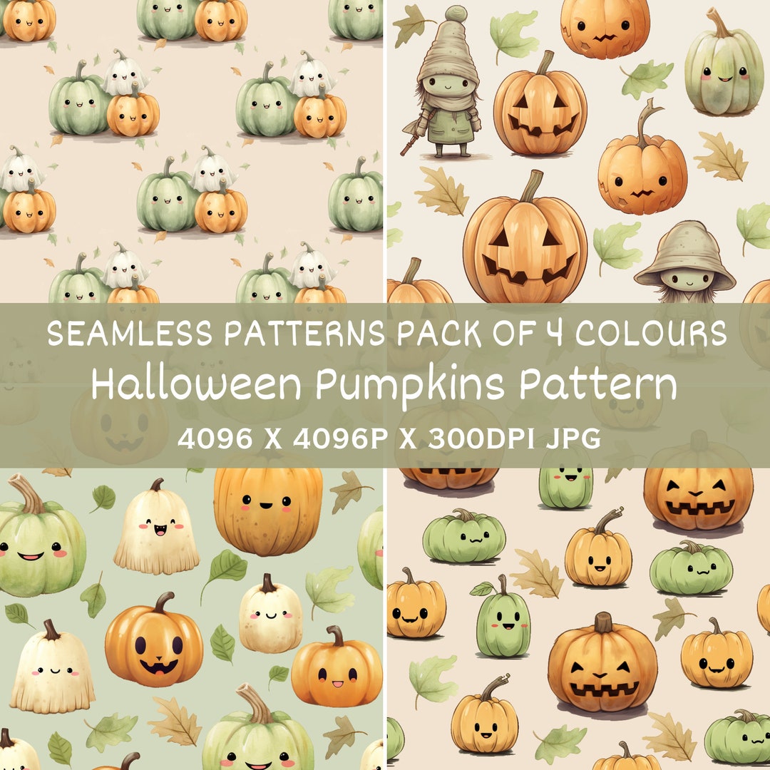 Printable Halloween Pumpkins Digital Paper Pack Seamless - Etsy