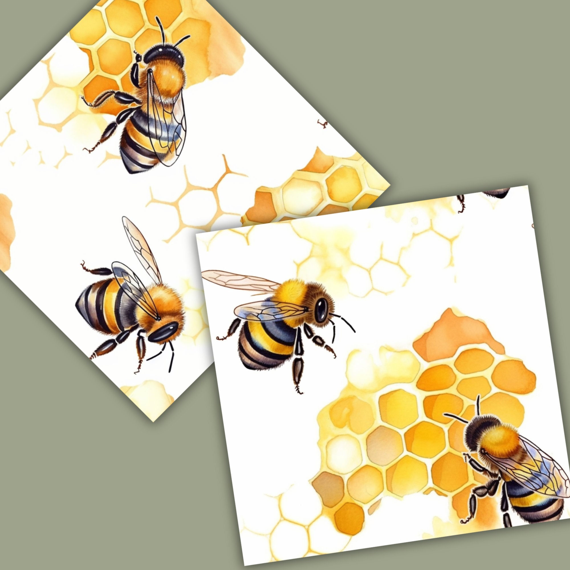 Printable Watercolour Bumblebee Digital Paper Pack Seamless Patterns ...