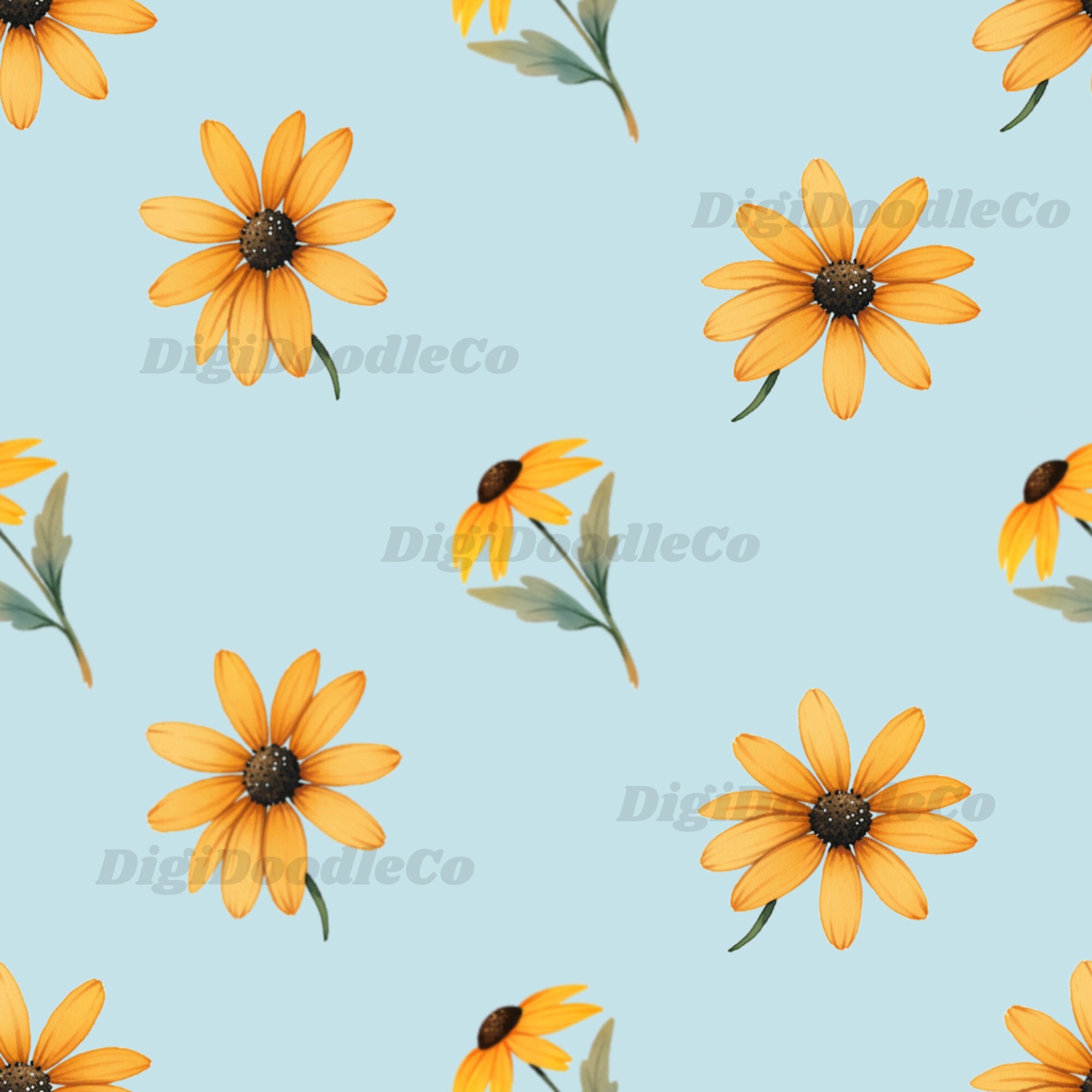 Printable Black-eyed Susan Digital Paper Pack Seamless Patterns set of ...