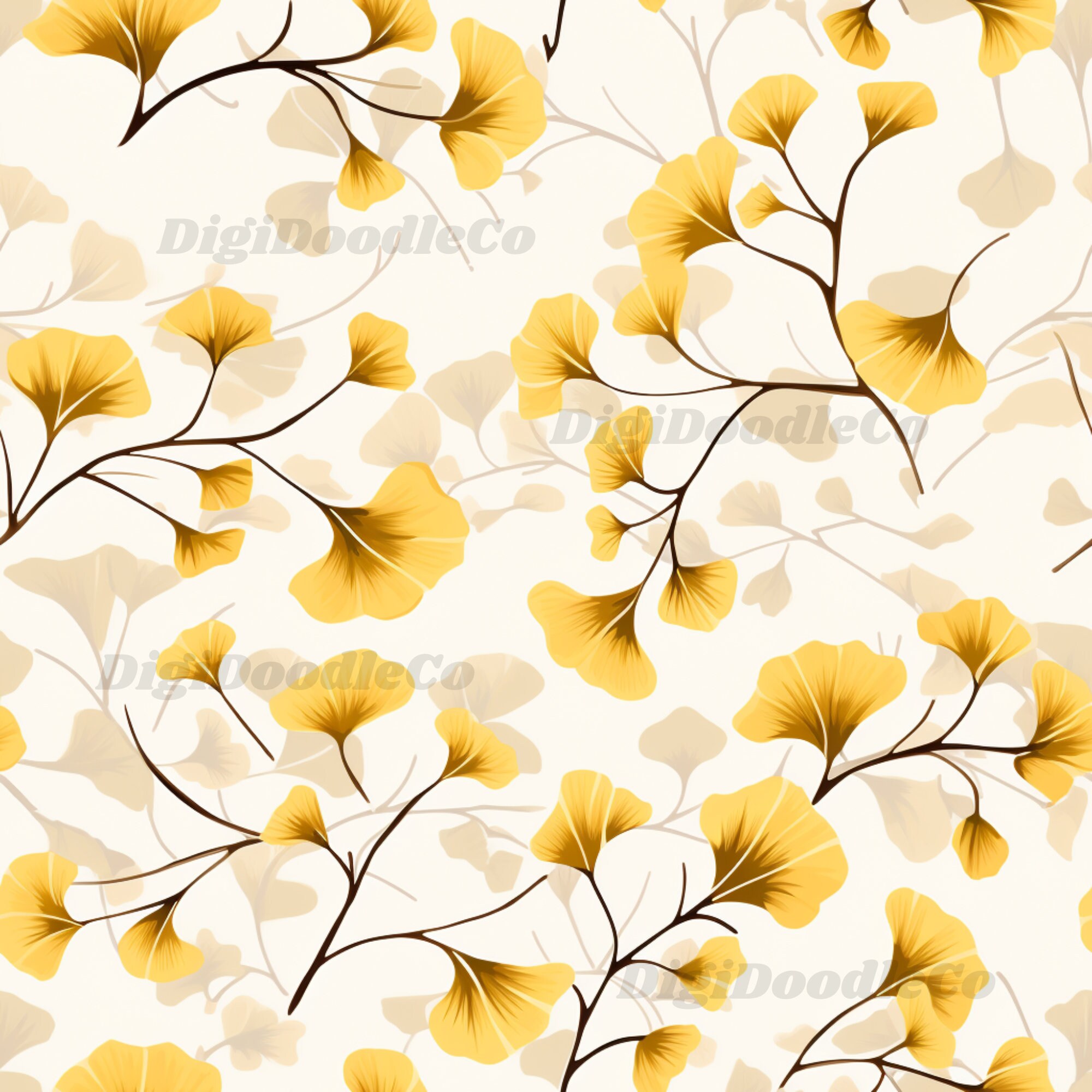 Printable Ginkgo Digital Paper Pack Seamless Patterns set of 6 - Etsy