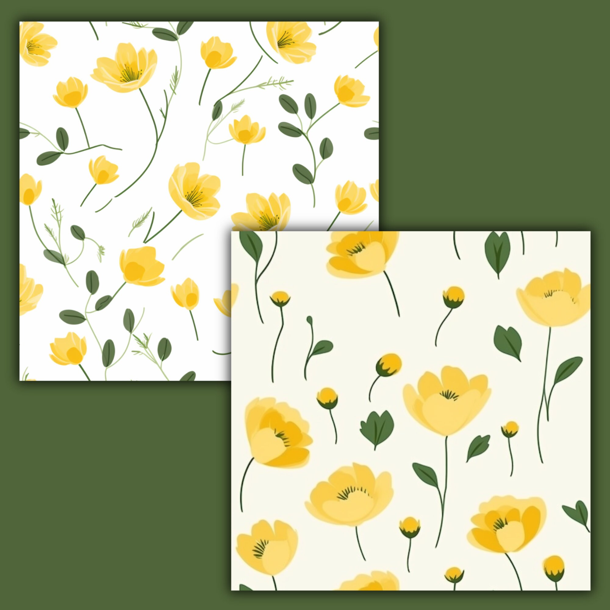 Printable Buttercups Digital Paper Pack Seamless Patterns set of 6 - Etsy