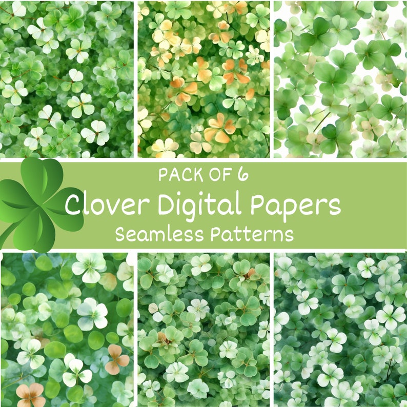 Clover Watercolour Digital Paper Clover Digital Patterns - Etsy