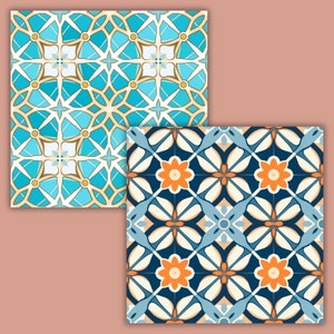 Printable Moroccan Digital Paper Pack, Mixed Colours Seamless Patterns ...