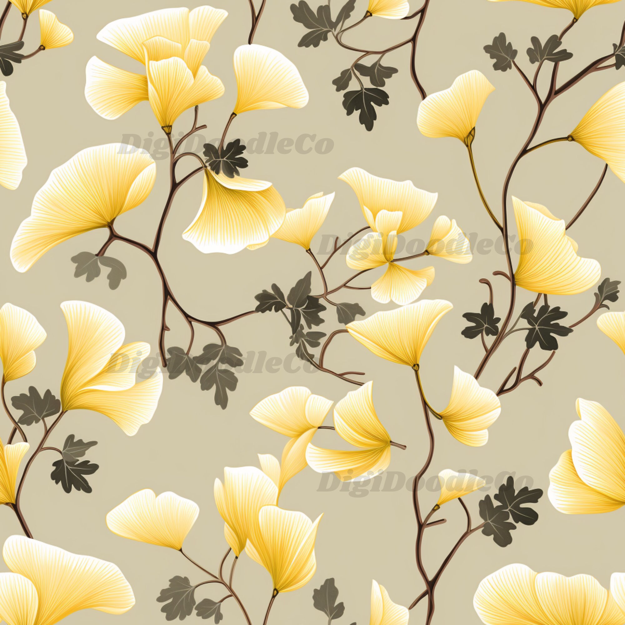 Printable Ginkgo Digital Paper Pack Seamless Patterns set of 6 - Etsy