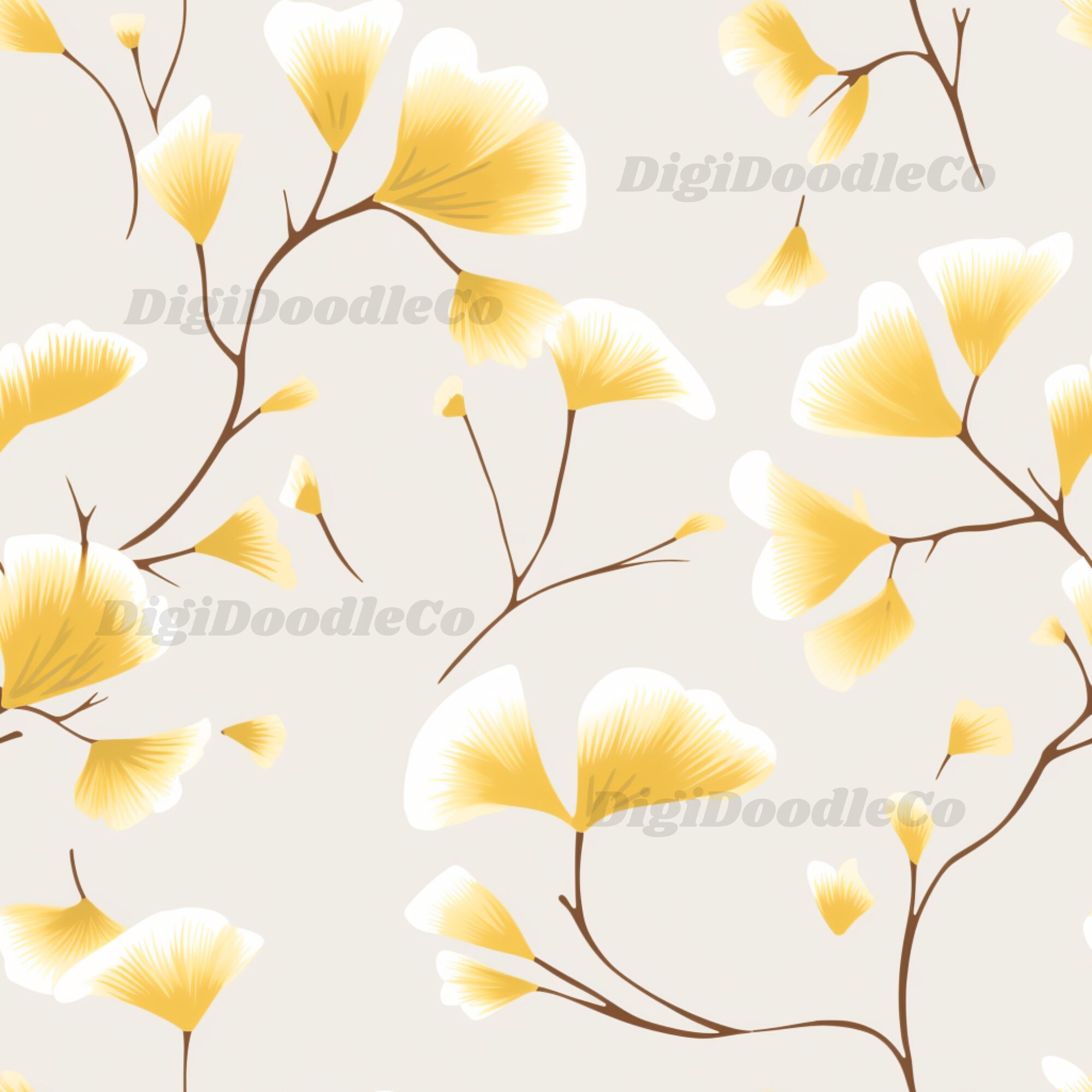 Printable Ginkgo Digital Paper Pack Seamless Patterns set - Etsy
