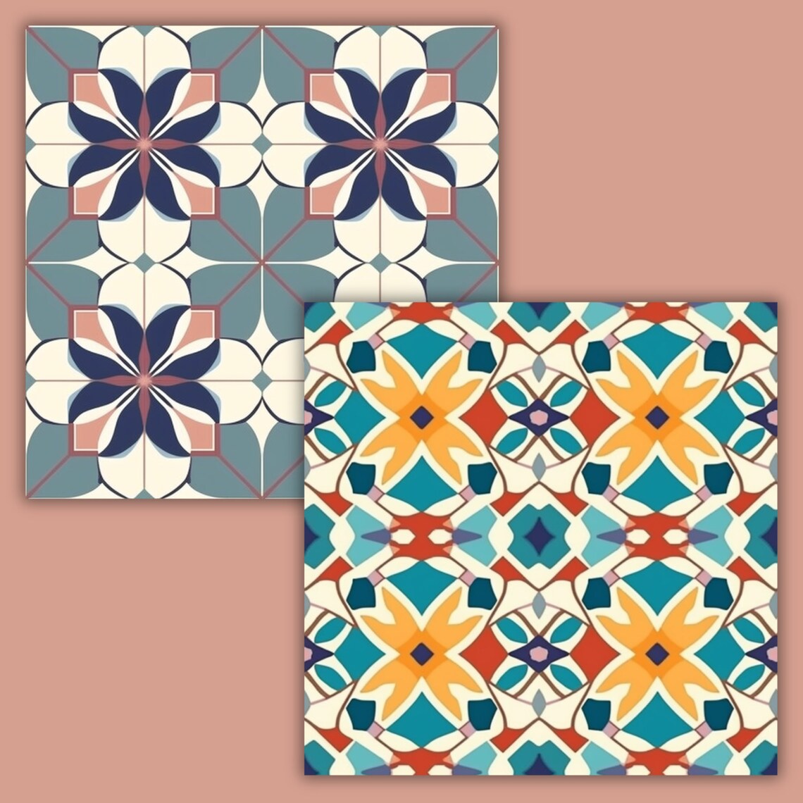 Printable Moroccan Digital Paper Pack, Mixed Colours Seamless Patterns set of 6 - Etsy