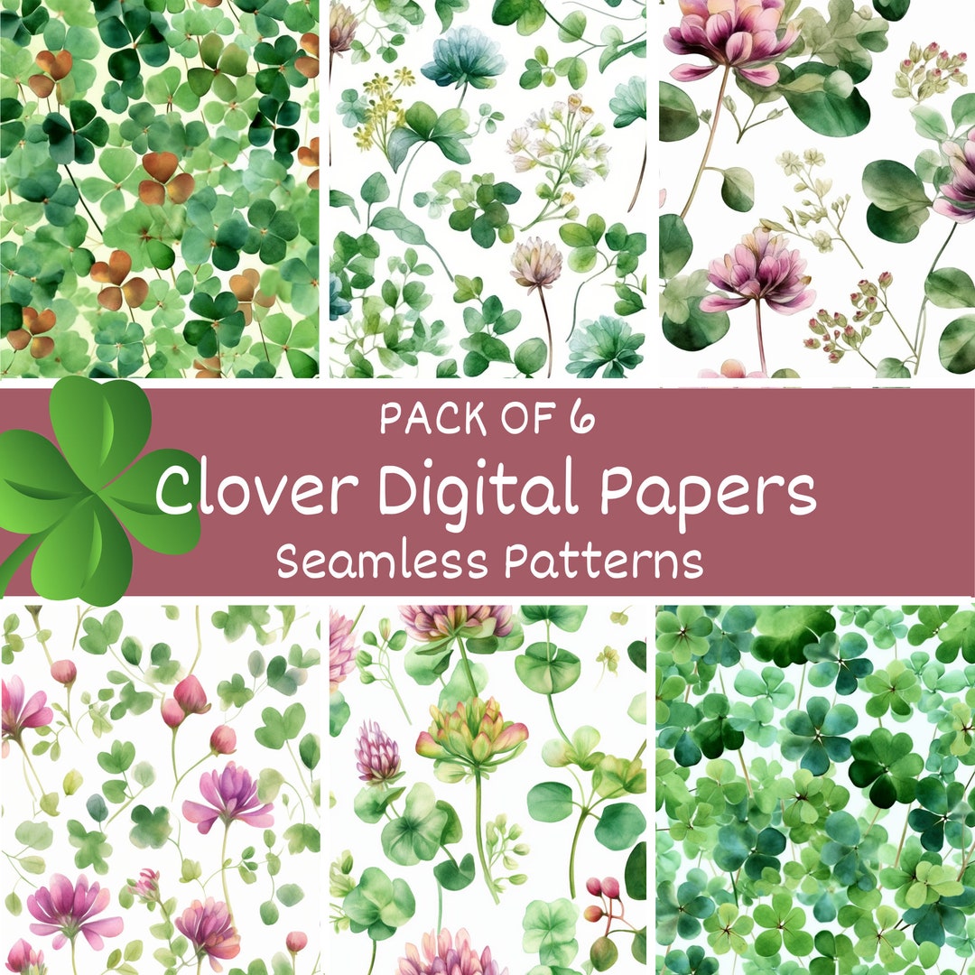 Clover Digital Paper, Clover Seamless Patterns Pack of 6 - Etsy
