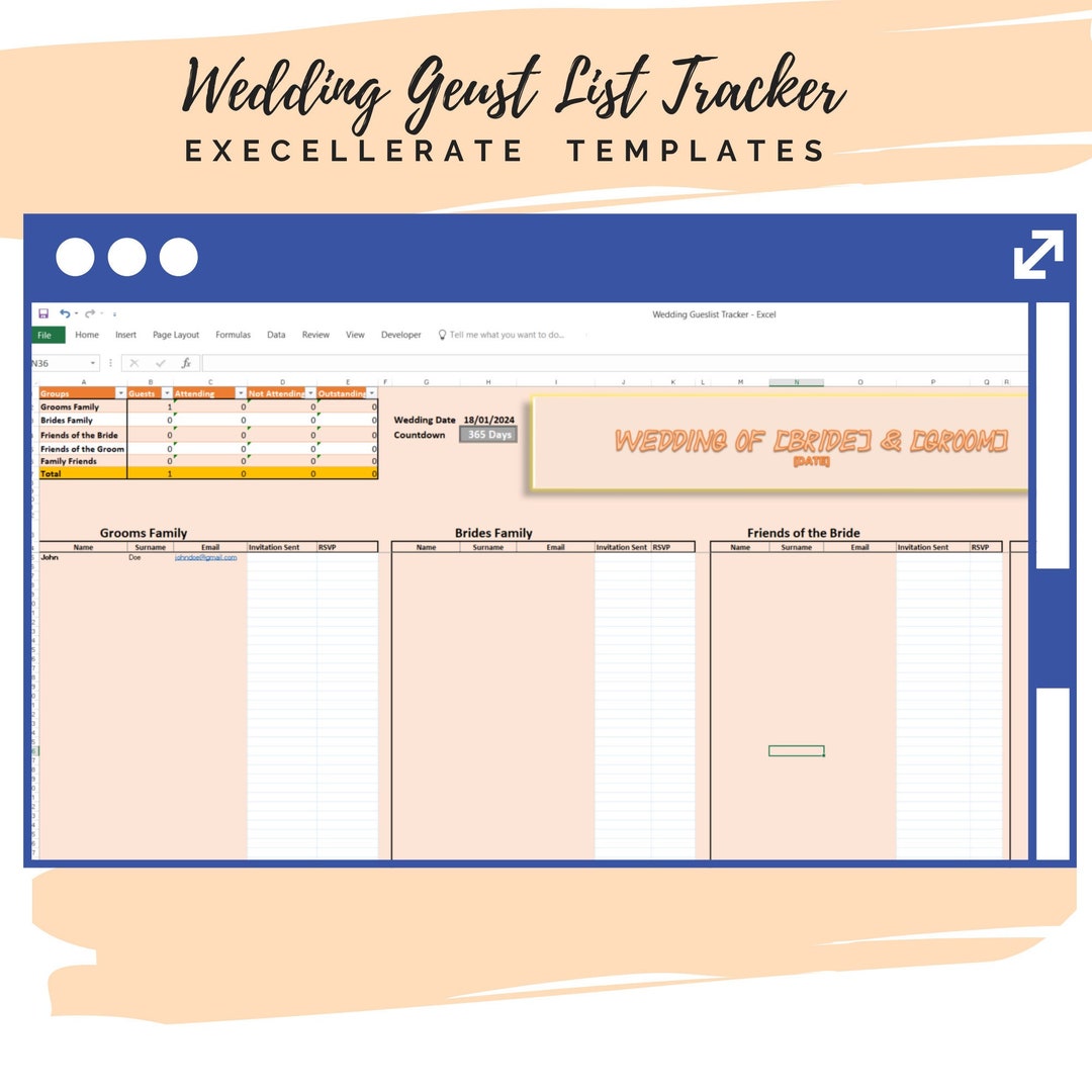 Wedding Guest List Tracker and Seating Planner - Etsy