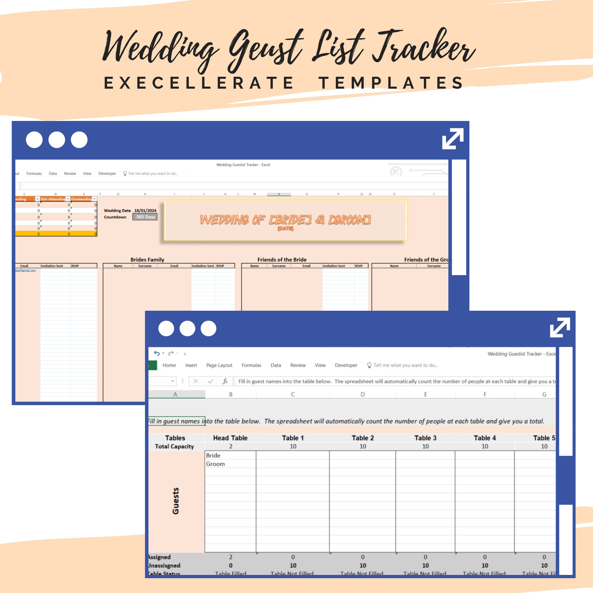 Wedding Guest List Tracker and Seating Planner - Etsy