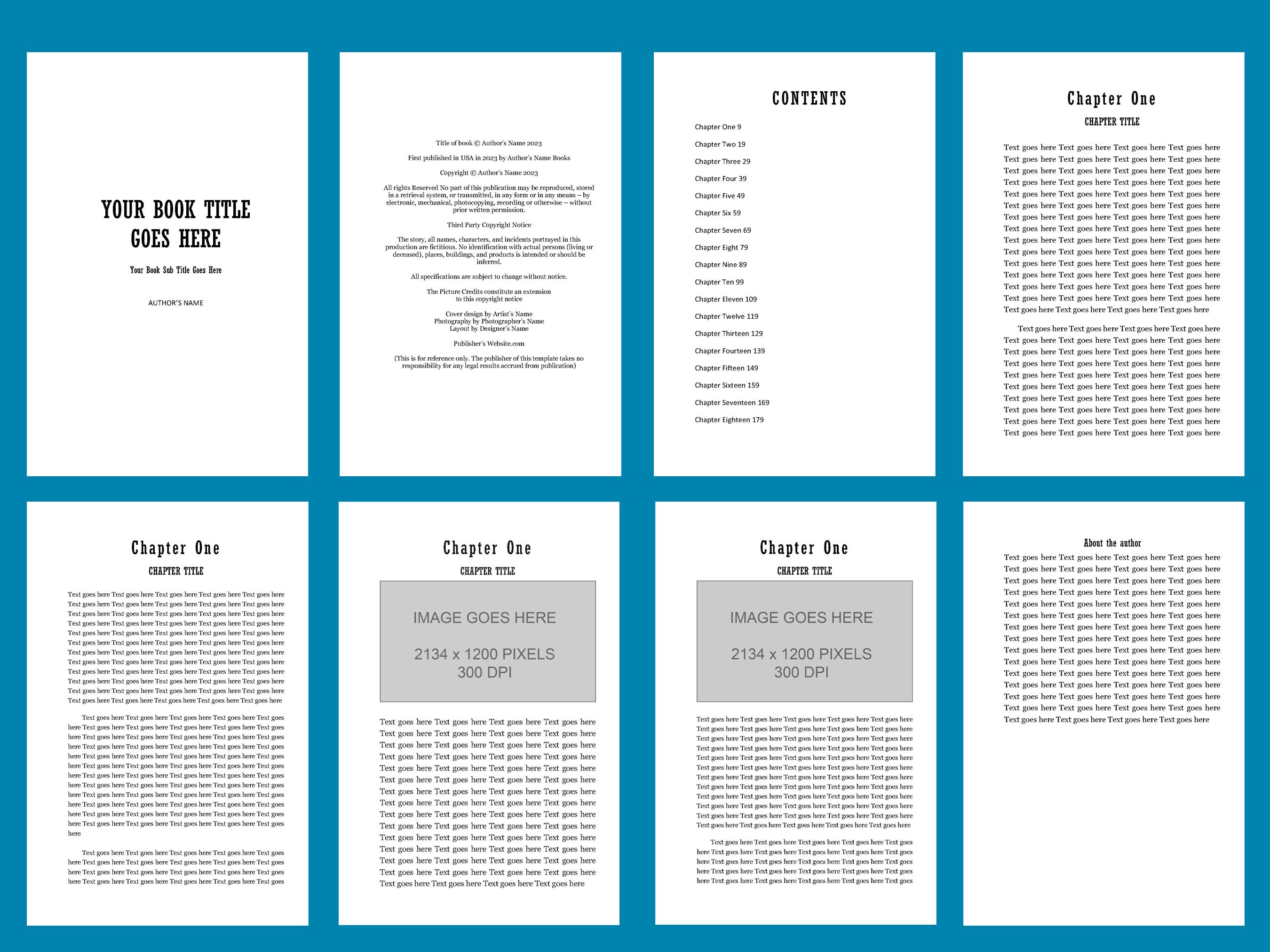 MS Word Thriller Novel Book Templates X4 6x9 Interior Pages KDP Self ...