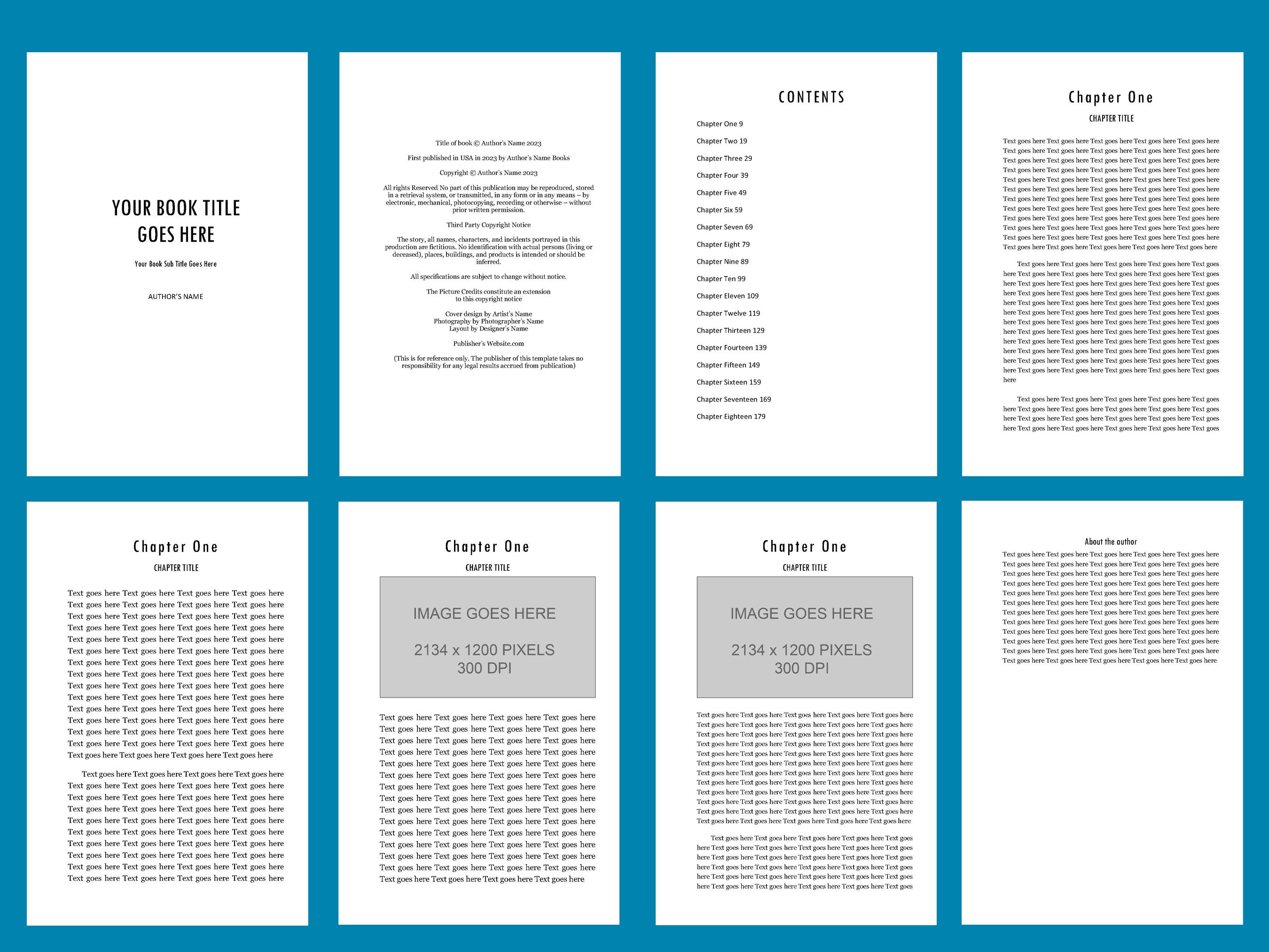 MS Word Fiction Novel Book Templates X4 | 6x9 Interior Pages| KDP ...