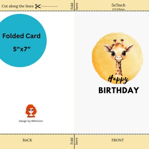 Printable Birthday Card With Giraffe, Giraffe Birthday Card, Printable ...