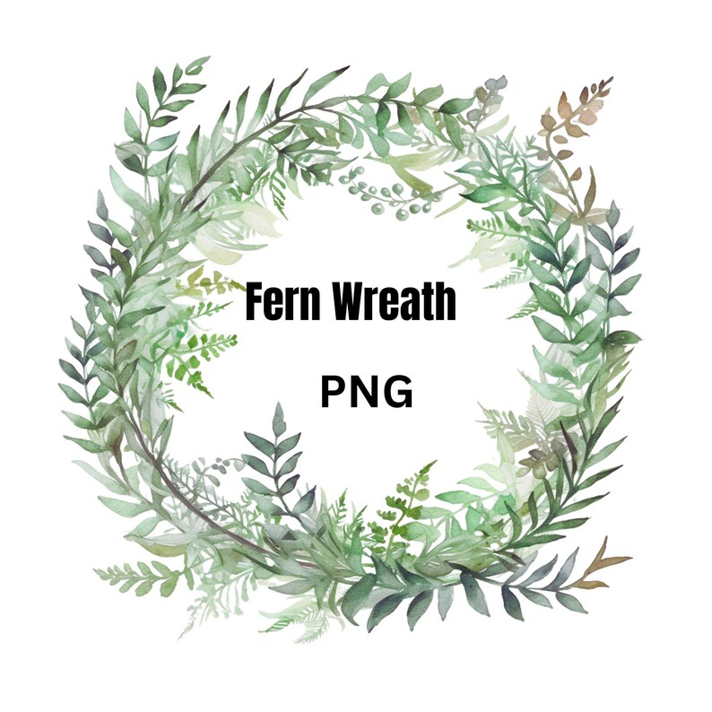 Fern Wreath Watercolor, Fern Frame, Delicate Soft Frame for Wedding ...