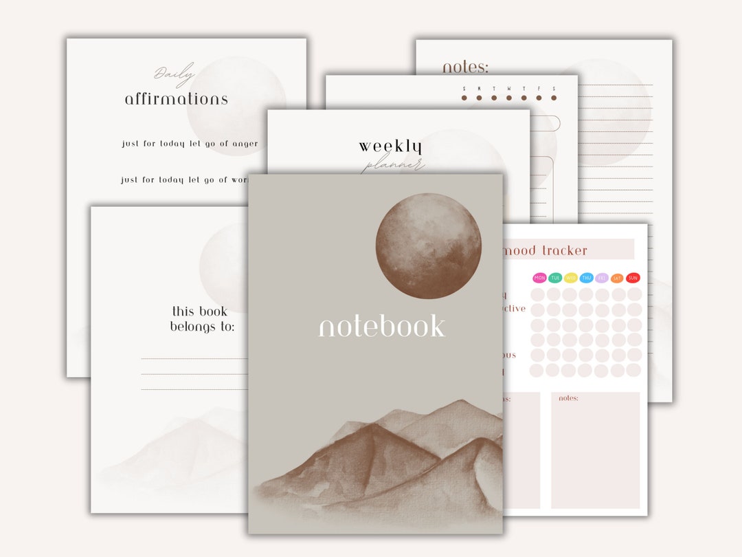 Weekly Mood Tracker, Mountain Printable Notebook, Printable Weekly Mood ...