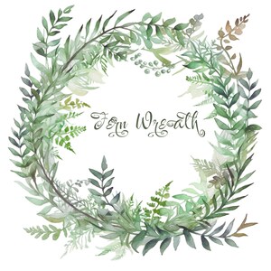Fern Wreath Watercolor, Fern Frame, Delicate Soft Frame for Wedding ...