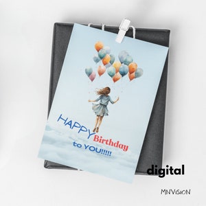 Printable Balloon Birthday Card, 5x7 Greeting Card (digital Download ...