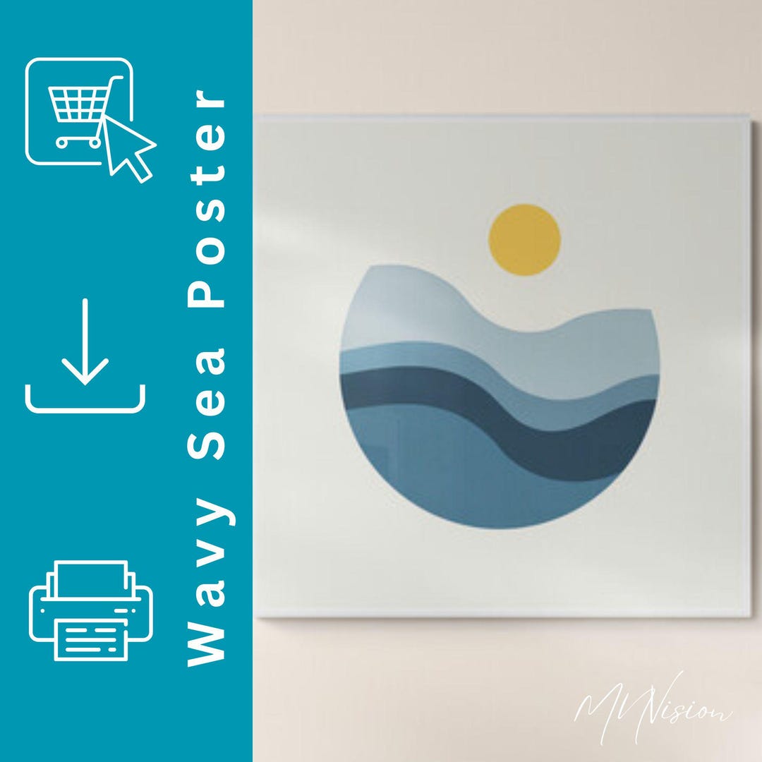 Wavy Sea Pattern Poster I Downloadable Print Poster | Nature Wall Art ...