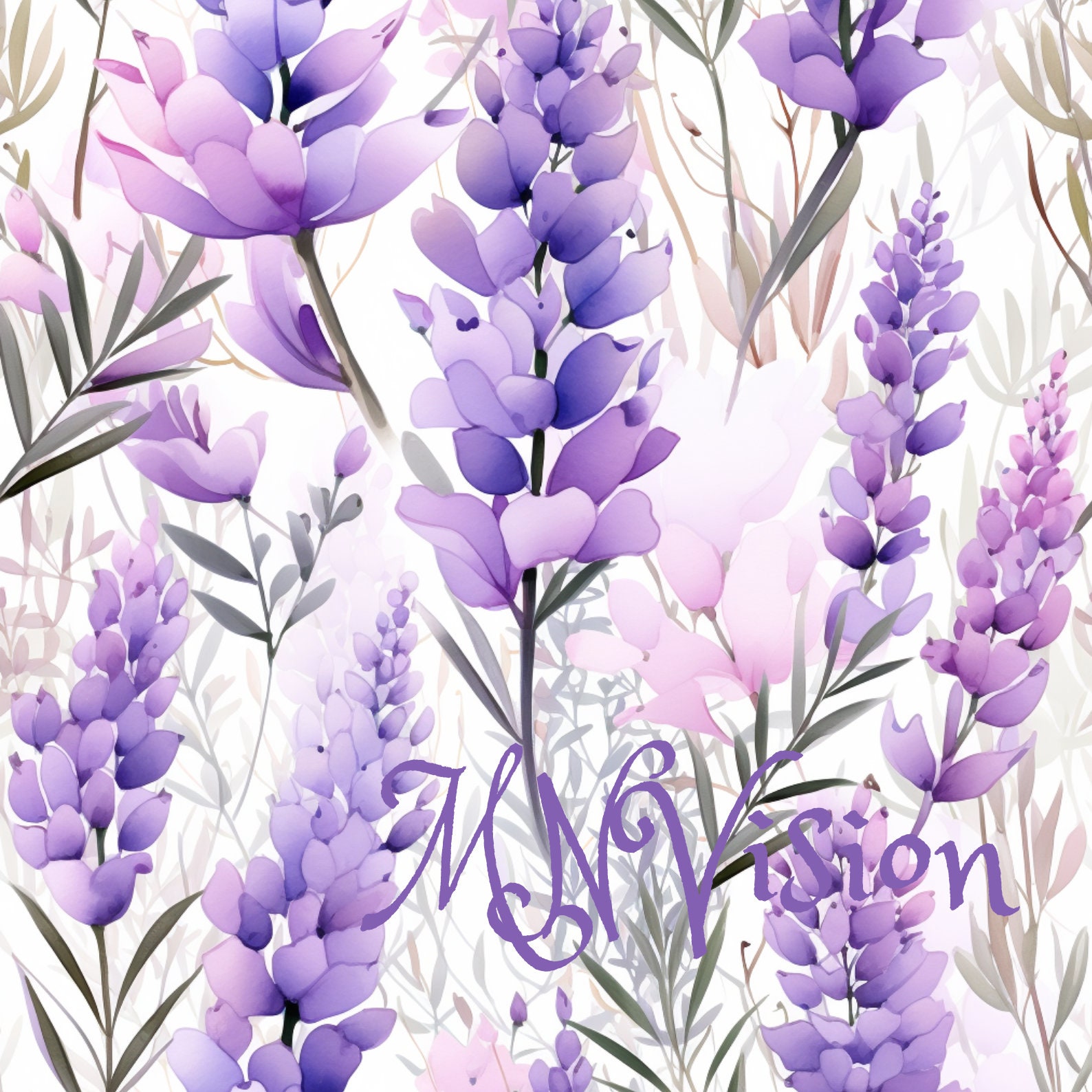 Lavender Fields Seamless Patterns, Watercolor Lavender Digital Paper ...