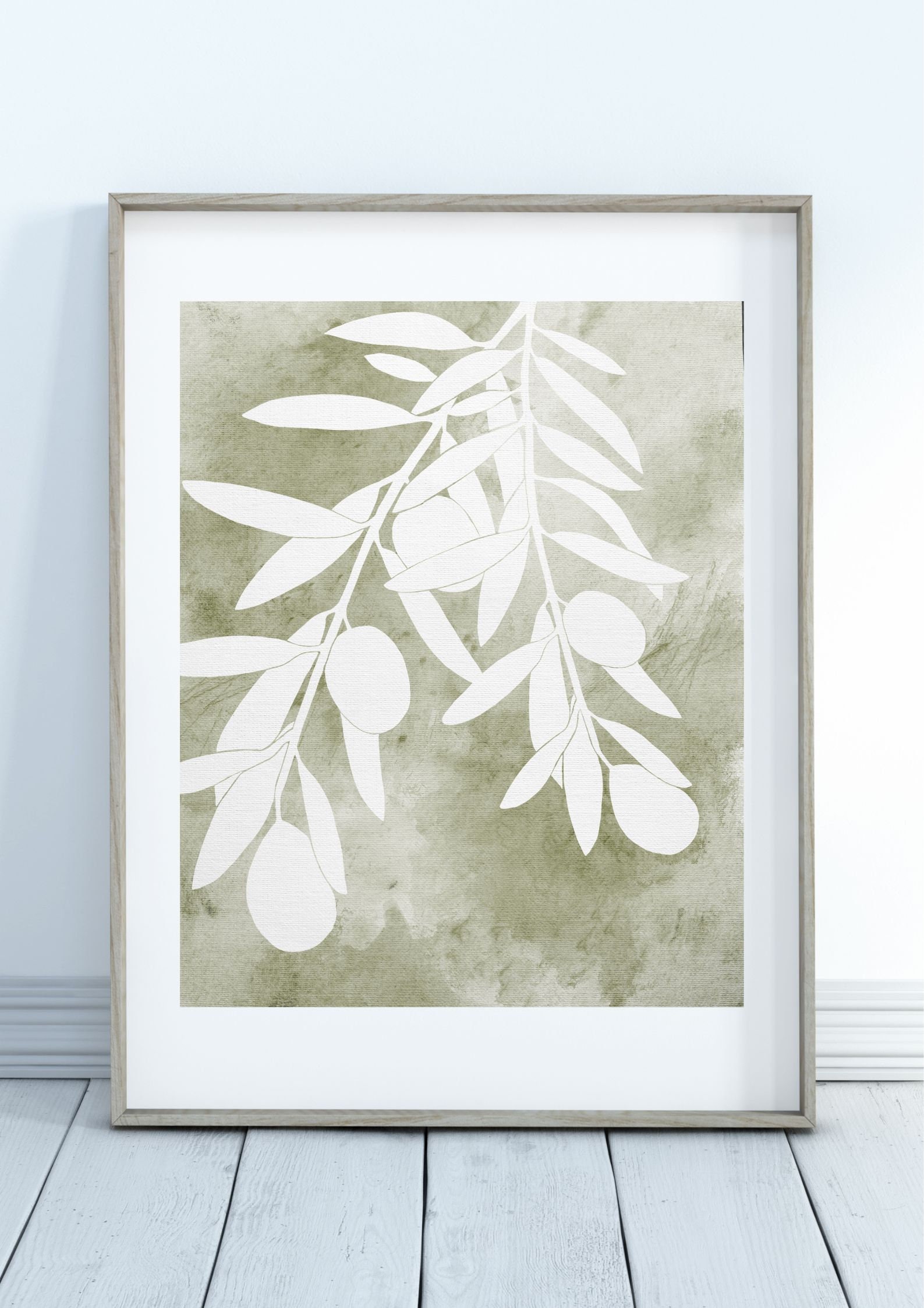 Abstract Olive Branch Wall Art Poster, Abstract Home Design, Floral ...