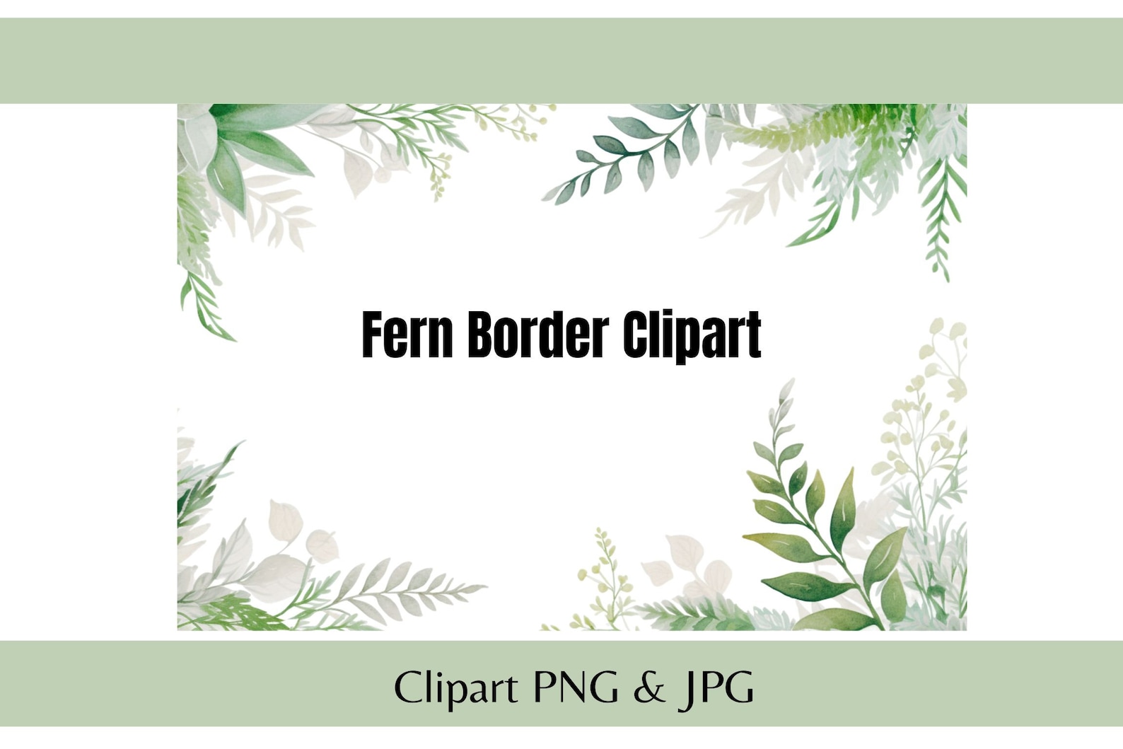 Fern Border Clipart, Frame PNG, Floral Frame, Floral Wedding Invitation ...
