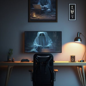 Ghost & Computer Poster Sheeted Ghost Art Print Little - Etsy