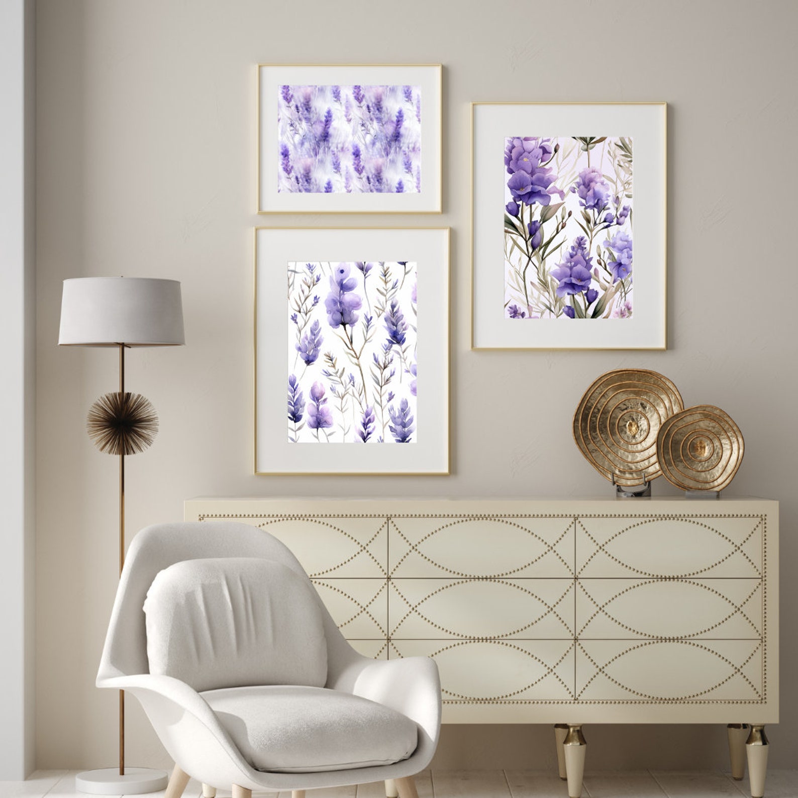 Lavender Fields Seamless Patterns, Watercolor Lavender Digital Paper ...