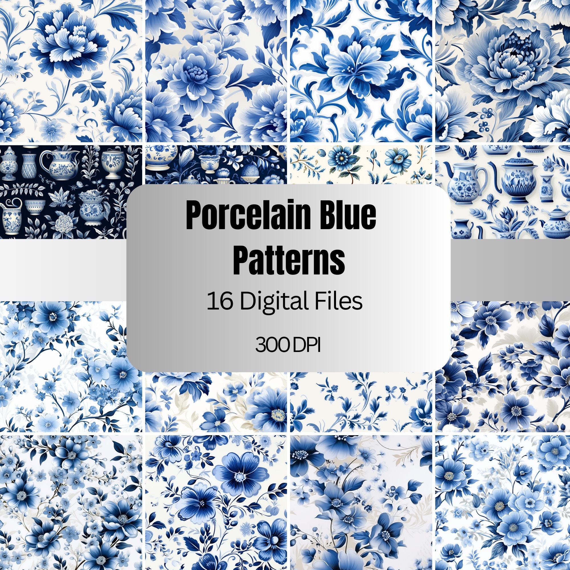 Blue and White Porcelain Seamless Patterns, Porcelain Textile Digital ...