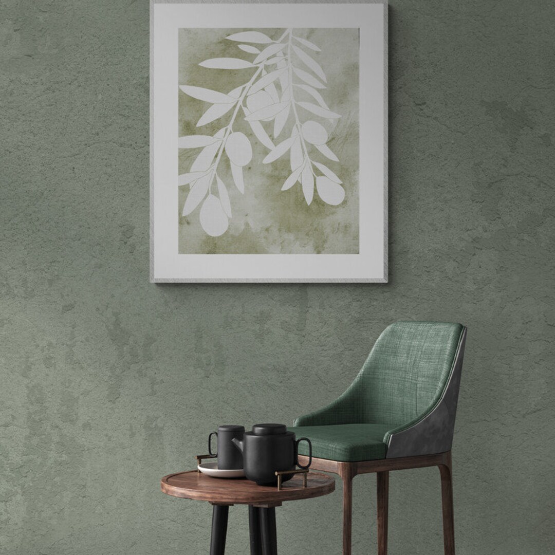 Abstract Olive Branch Wall Art Poster, Abstract Home Design, Floral ...