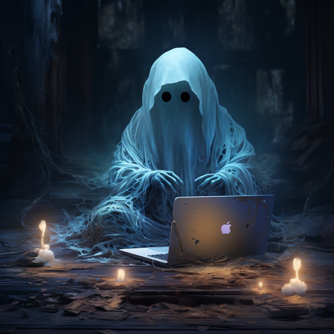 Ghost & Computer Poster Sheeted Ghost Art Print Little - Etsy