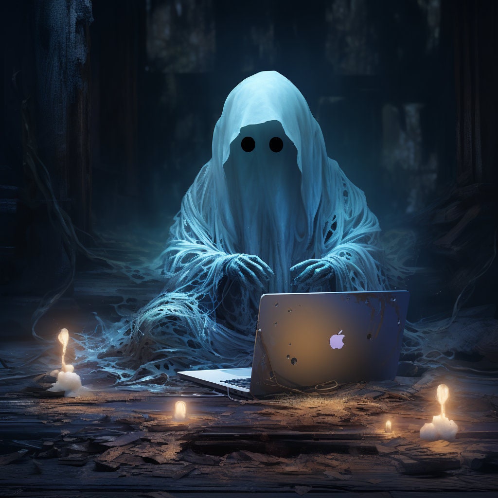 Ghost & Computer Poster Sheeted Ghost Art Print Little - Etsy