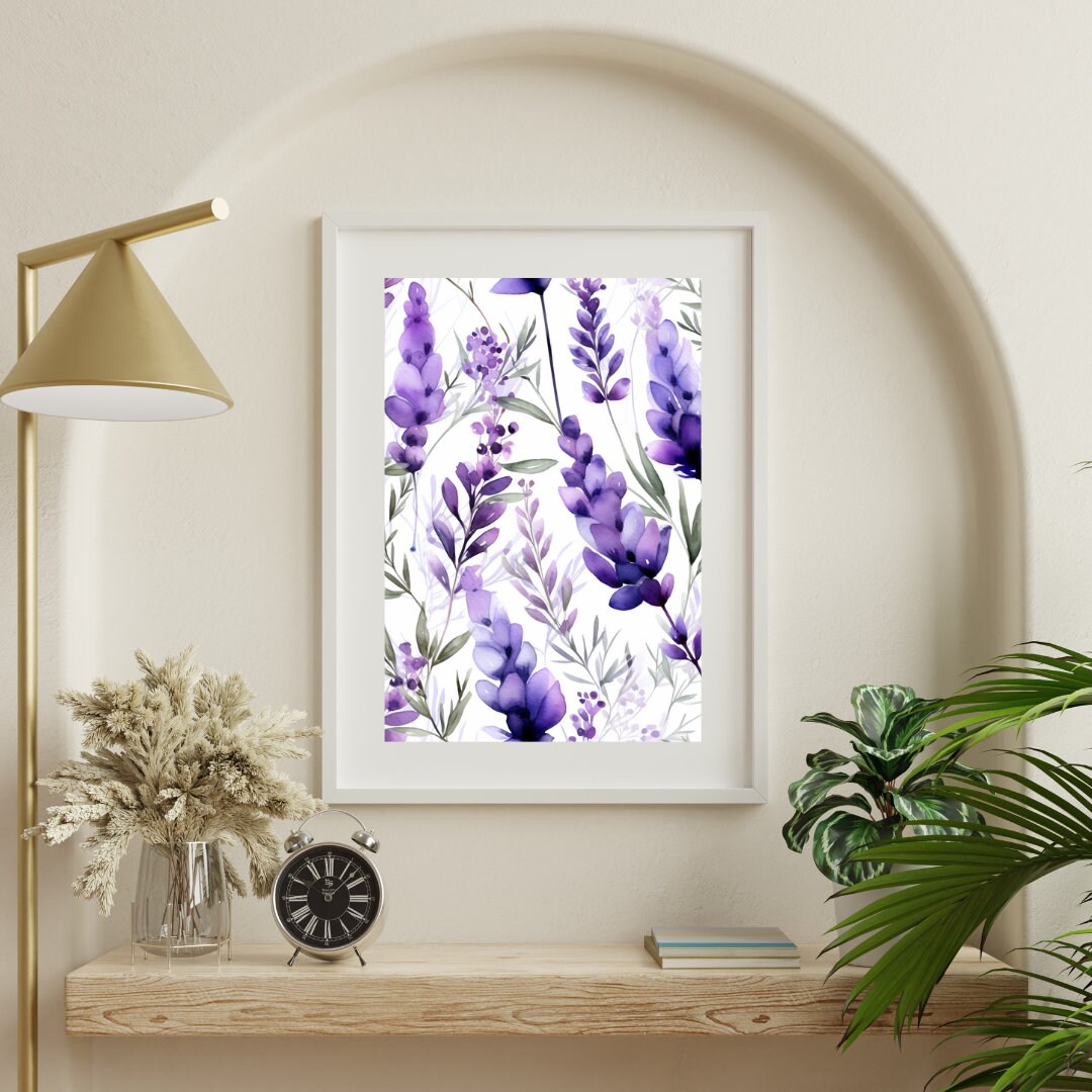 Lavender Fields Seamless Patterns, Watercolor Lavender Digital Paper ...