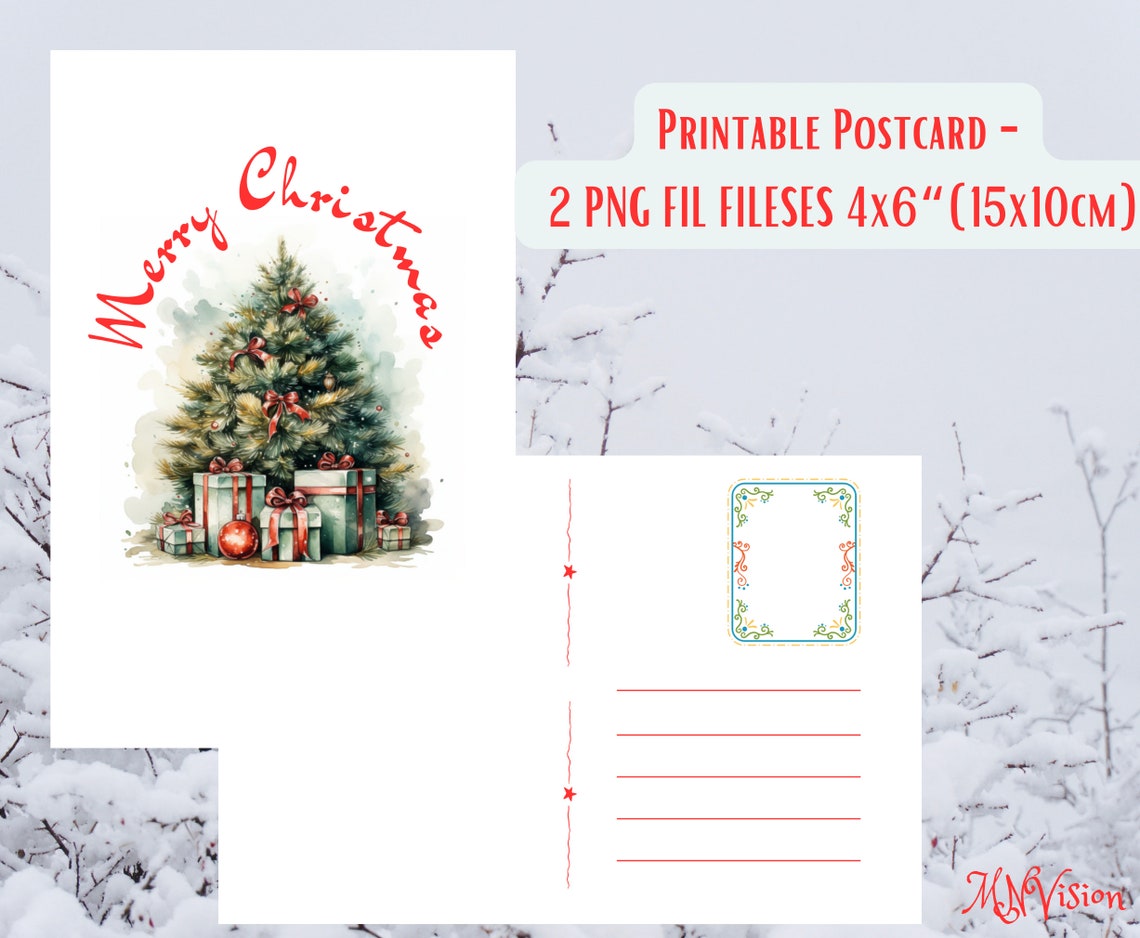 Christmas Tree Postcards, Merry Christmas Postcards, Merry Christmas ...
