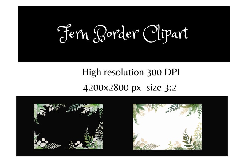 Fern Border Clipart, Frame PNG, Floral Frame, Floral Wedding Invitation ...