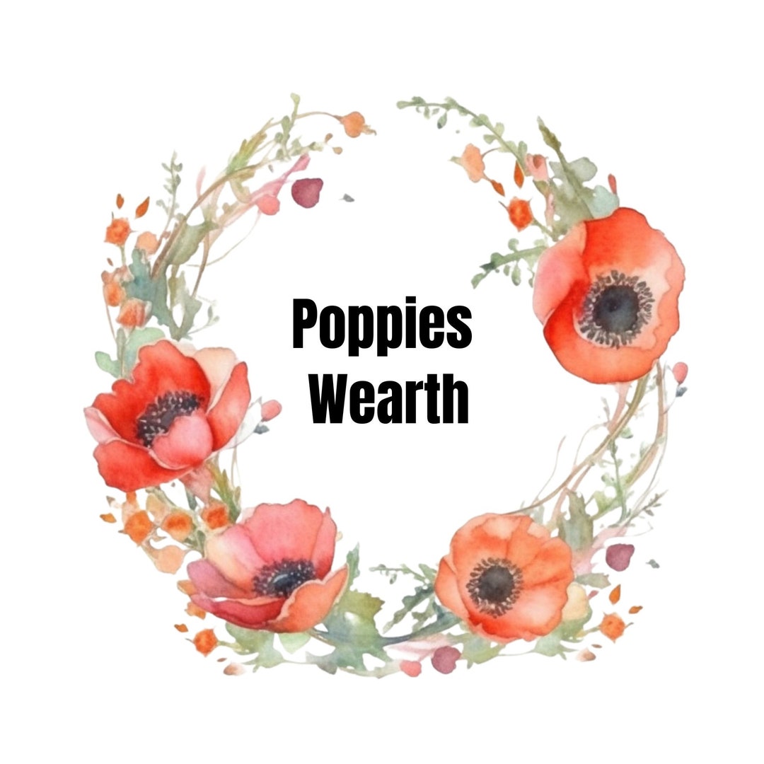 Poppies Wreath Watercolor, Poppies Frame, Delicate Soft Frame for ...