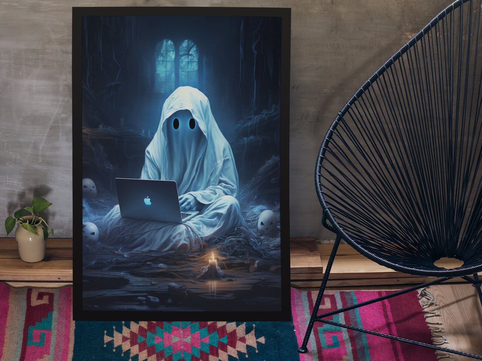 Ghost & Computer Poster Sheeted Ghost Art Print Little - Etsy