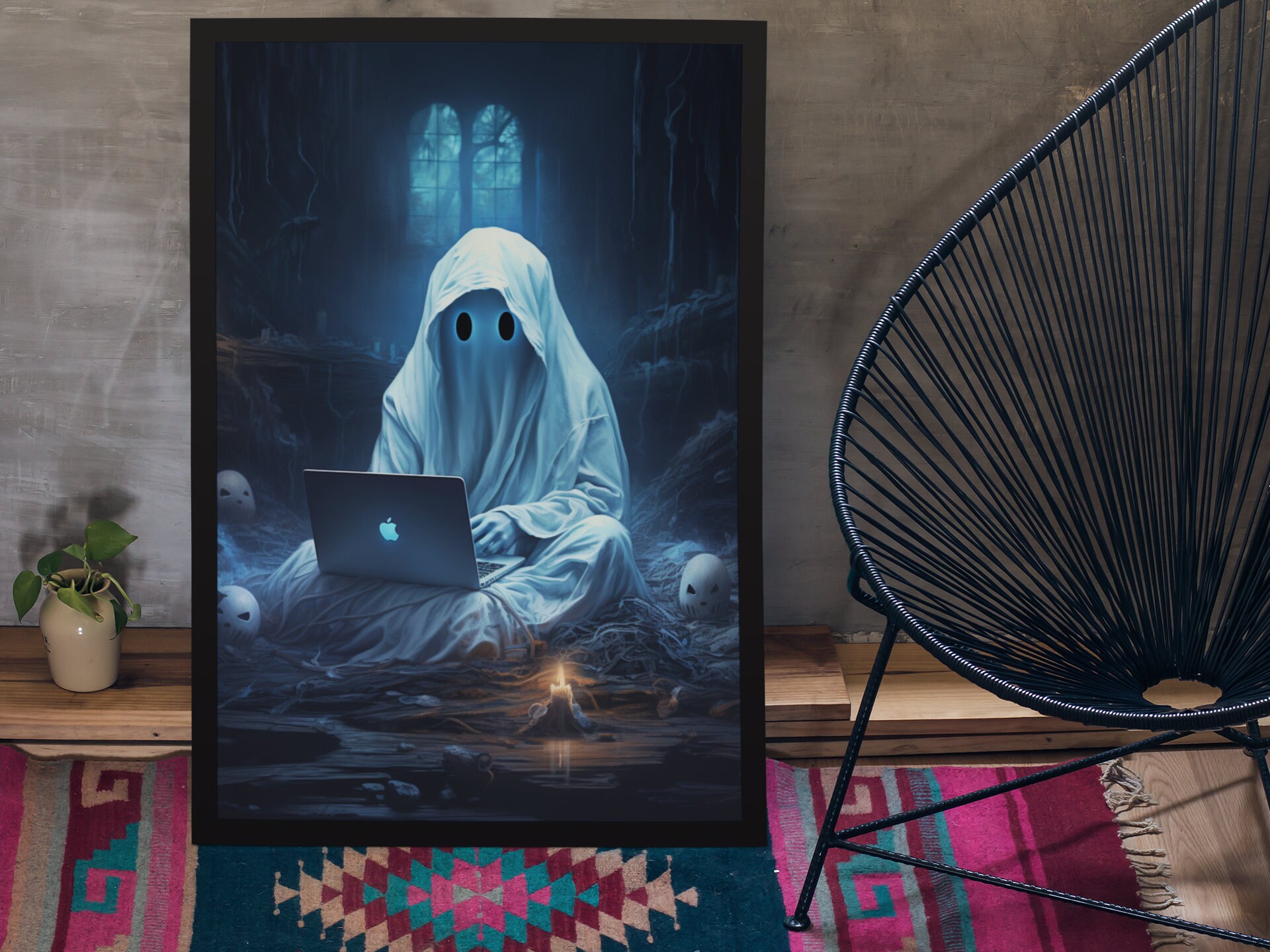 Ghost & Computer Poster Sheeted Ghost Art Print Little - Etsy