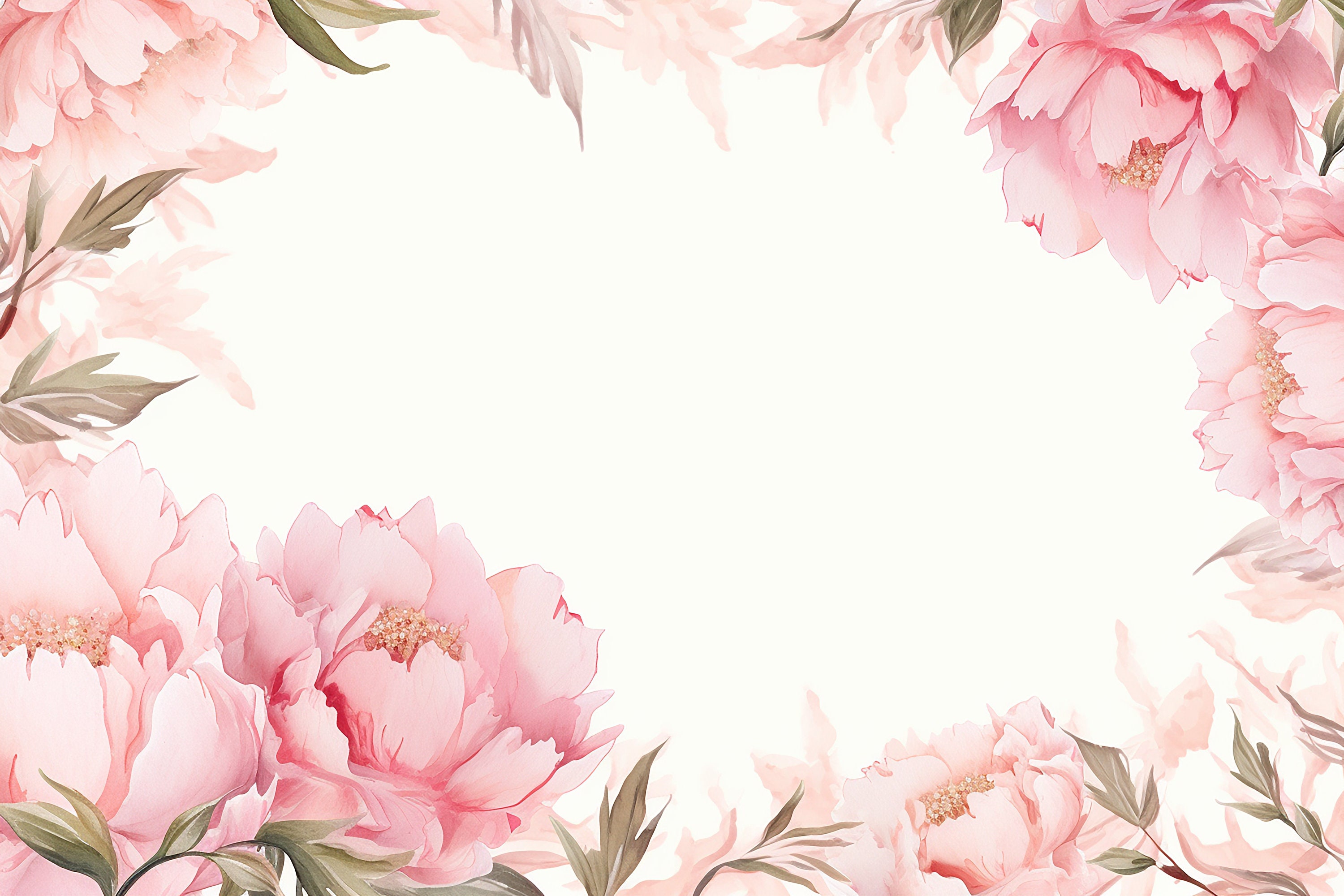 Peonies Border Clipart, Frame PNG, Peonies Watercolor Background ...