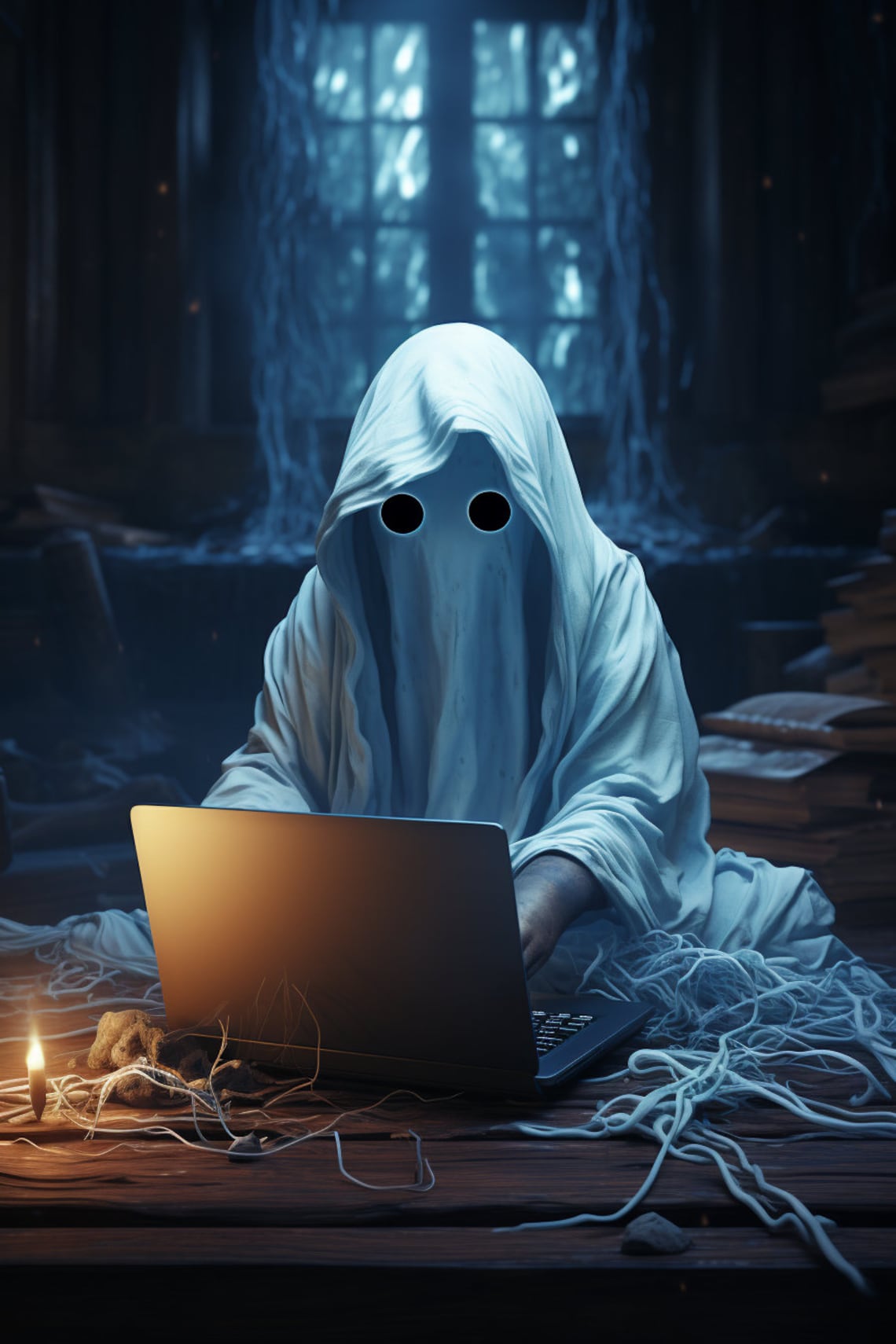 Ghost & Computer Poster Sheeted Ghost Art Print Little - Etsy