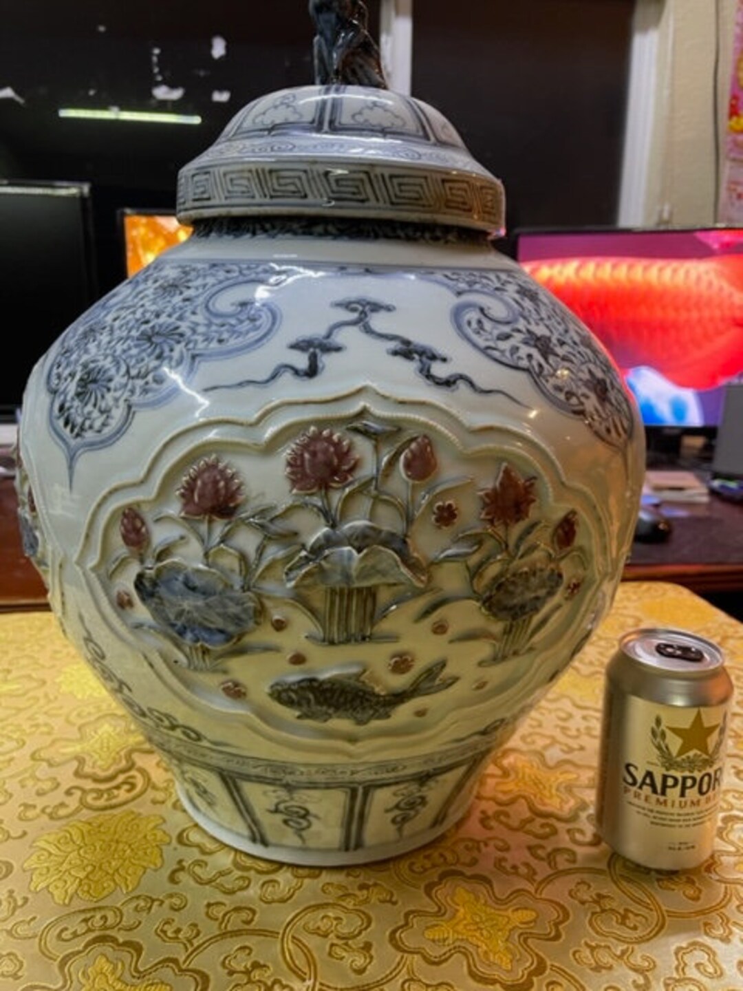 Chinese Antique Blue & White Copper Red Vase - Etsy