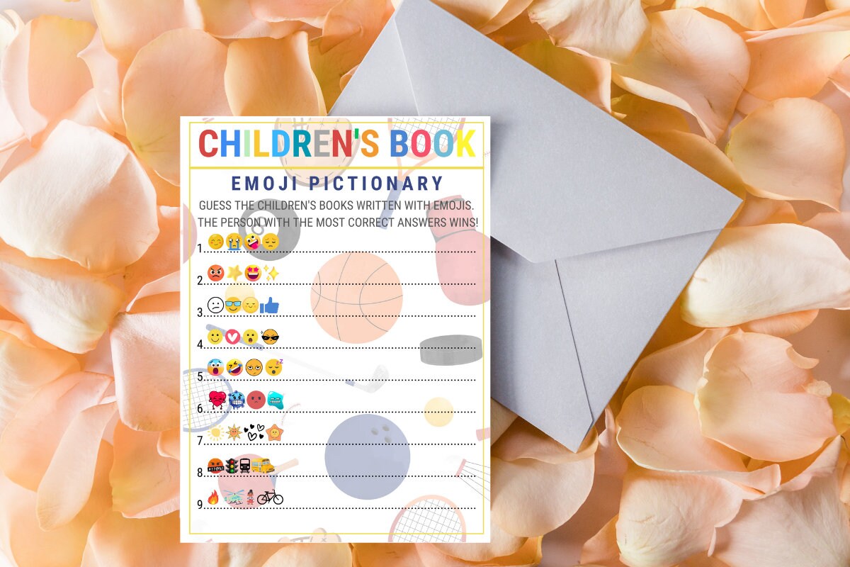 Editable Children's Book Emoji Pictionary Game Template, Baby Shower ...