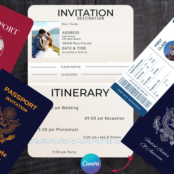 Passport Wedding Invitations - Etsy