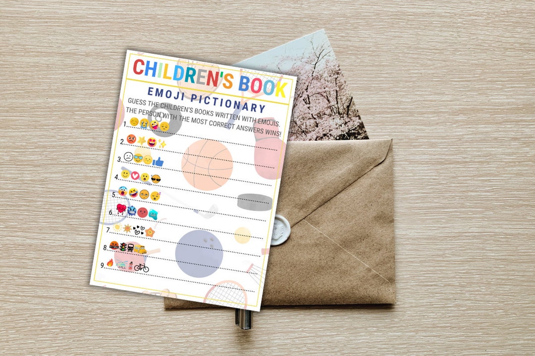 Editable Children's Book Emoji Pictionary Game Template, Baby Shower ...