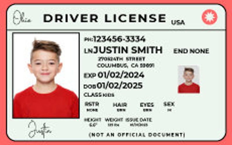 Editable Little Driver's License Personalized Novelty Driving Licence ...