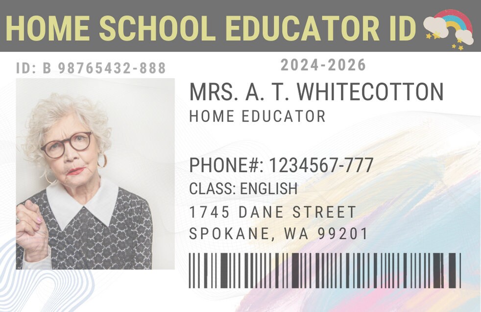 Editable Teacher Homeschool Id Card Homeschool Old Teacher Teacher ...