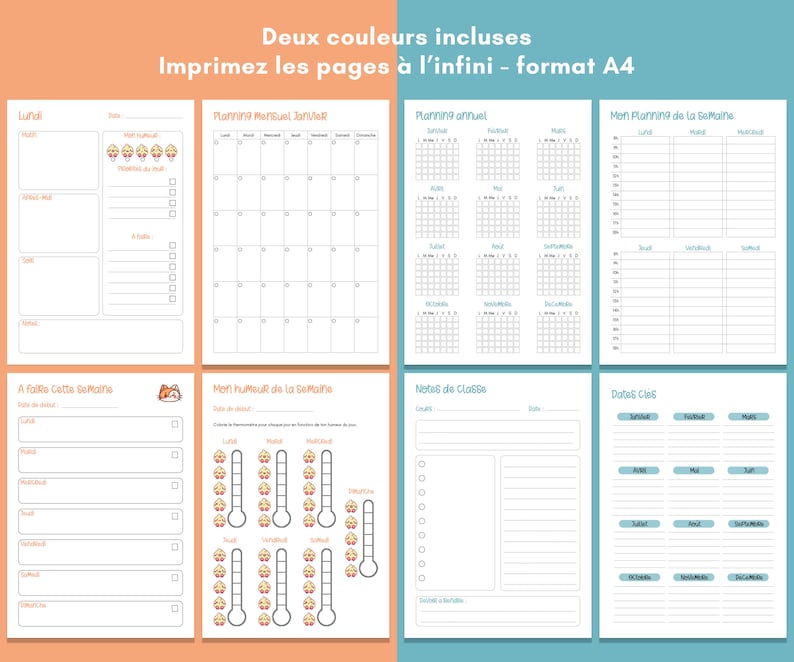 ADHD Planner in French, Ideal for Primary and Secondary School Children ...