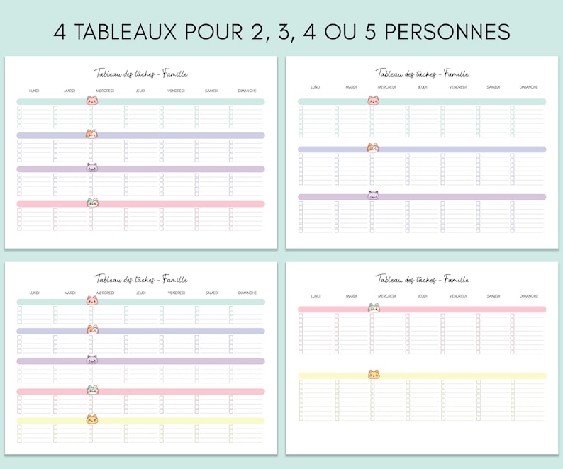 Family Table Organization of Tasks and Chores, A4 Sheet to Print ...